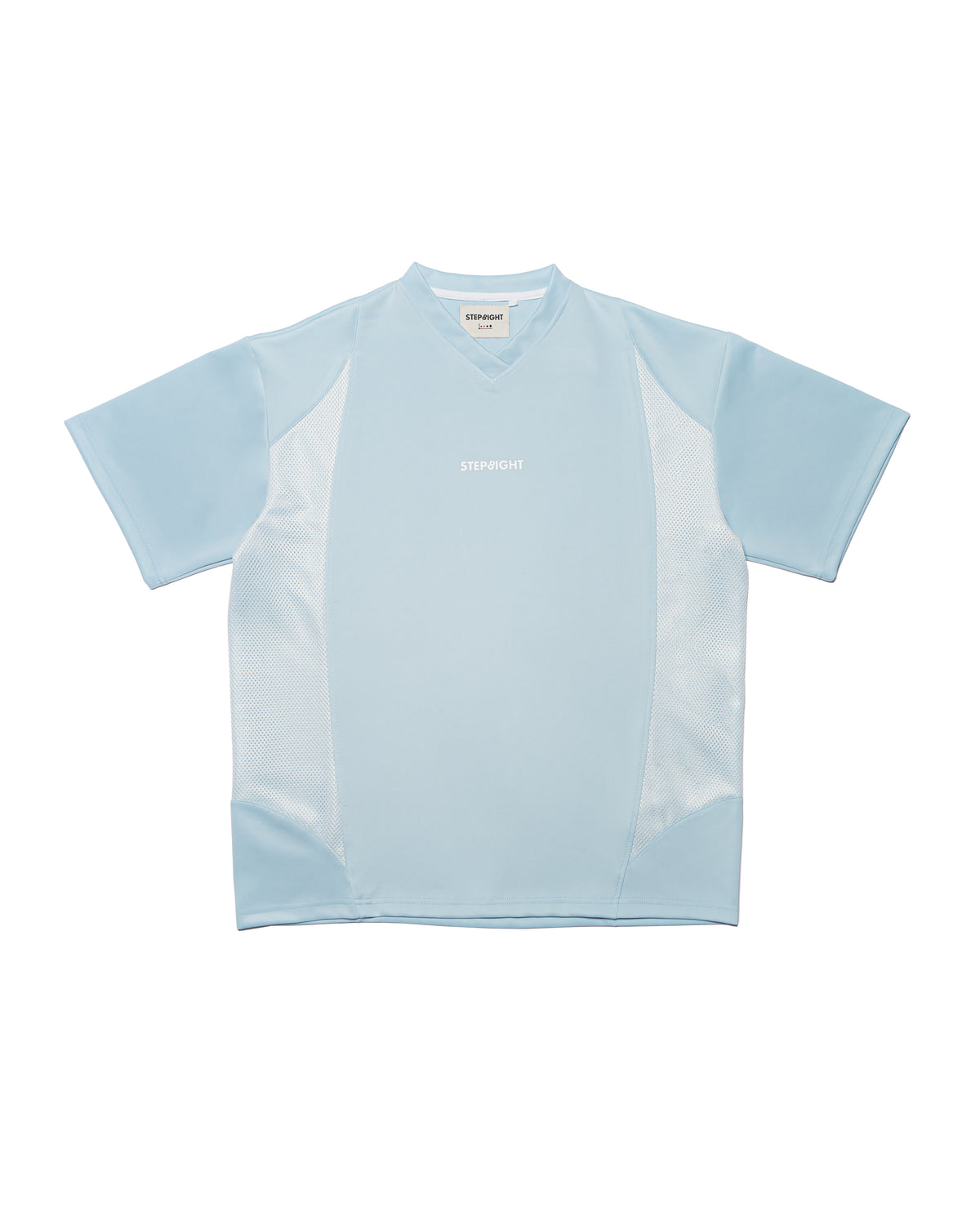 ARCTIC BLUE PANELLED MESH TEE – STEP8IGHT