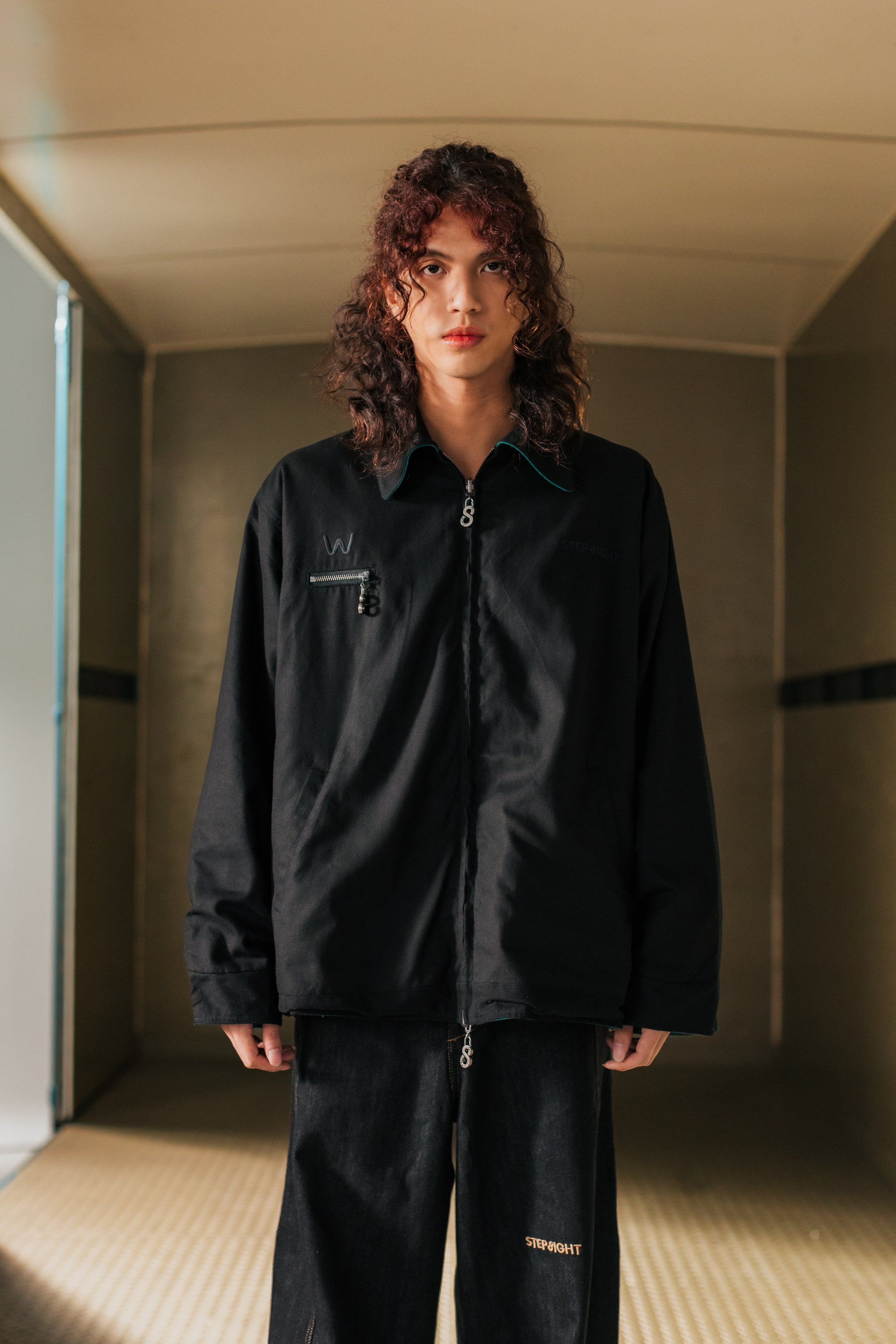 VINYL BLACK REVERSIBLE WORK JACKET – STEP8IGHT